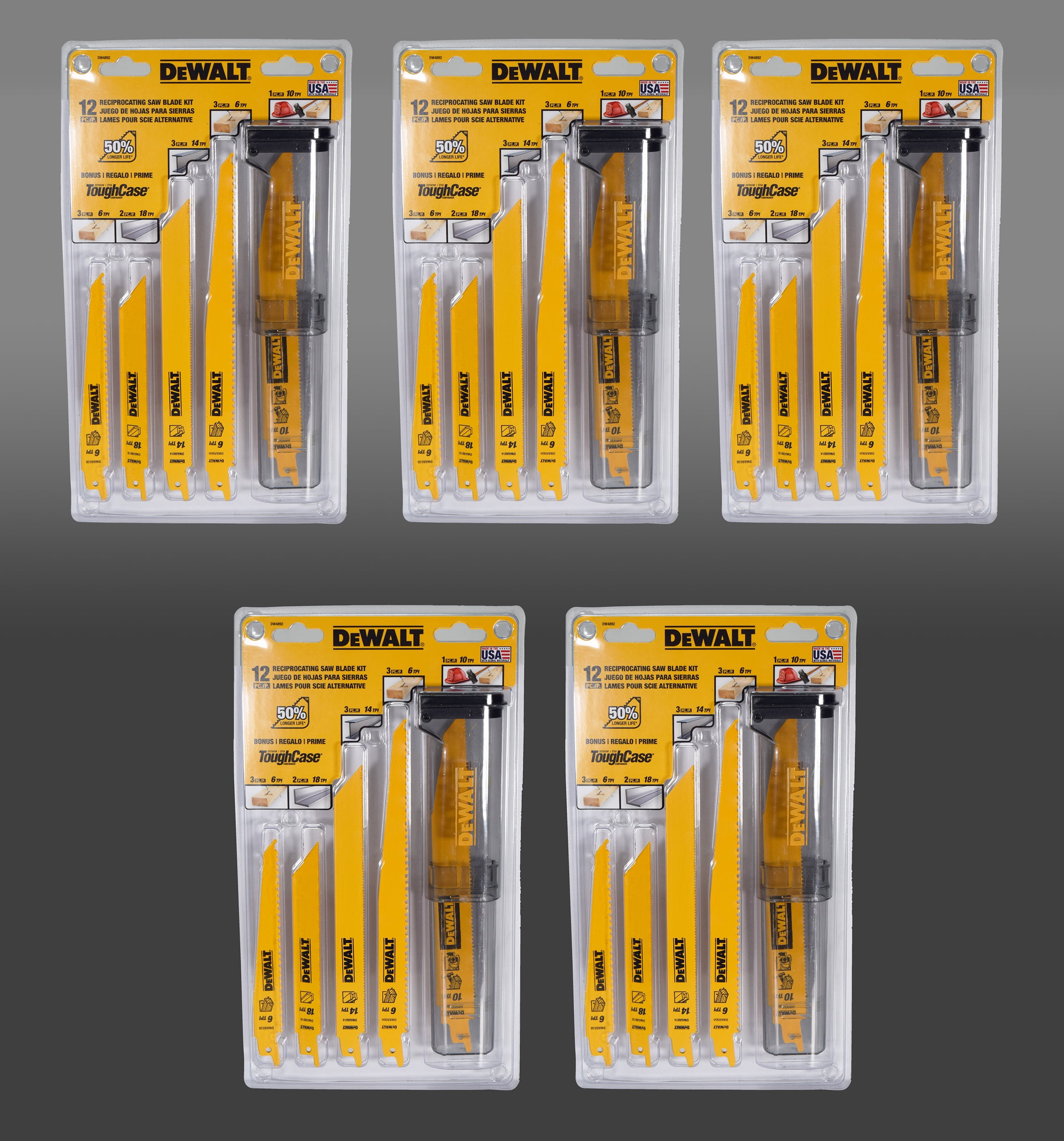 Dewalt DW4892 12 Pc. Bi-Metal Reciprocating Saw Blade Set With ...