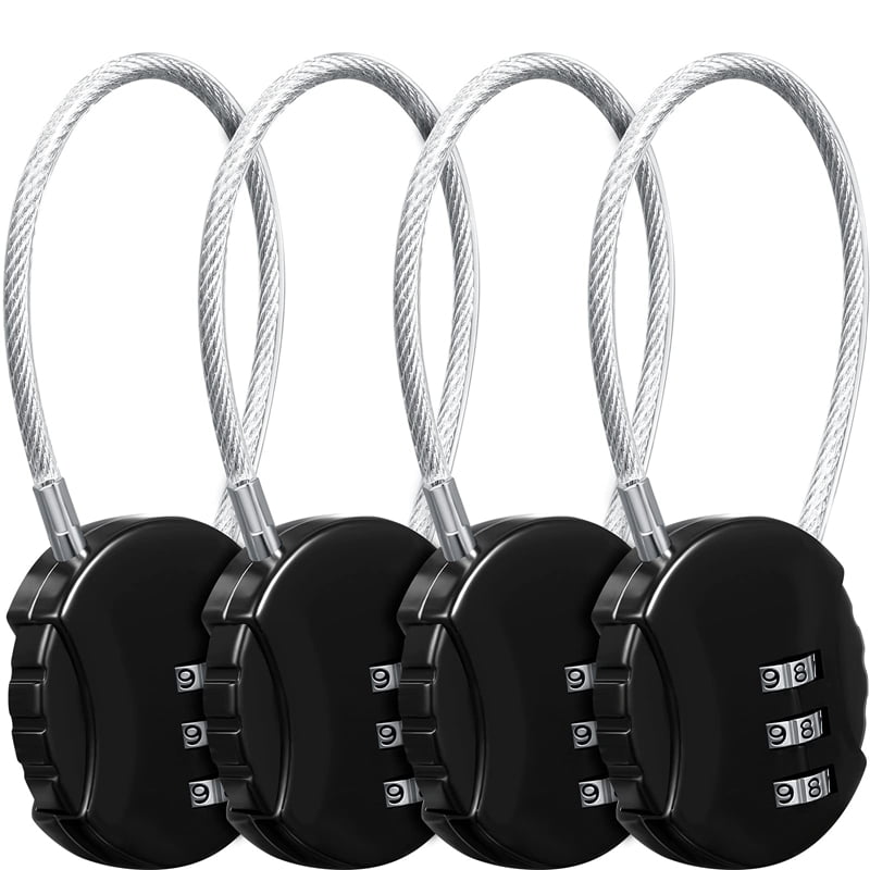4 Pieces Combination Lock 3 Digit Outdoor Waterproof Padlock for School ...