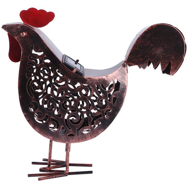 Rooster Statue Garden Decor Solar Chicken Light Yard Art Sculpture ...