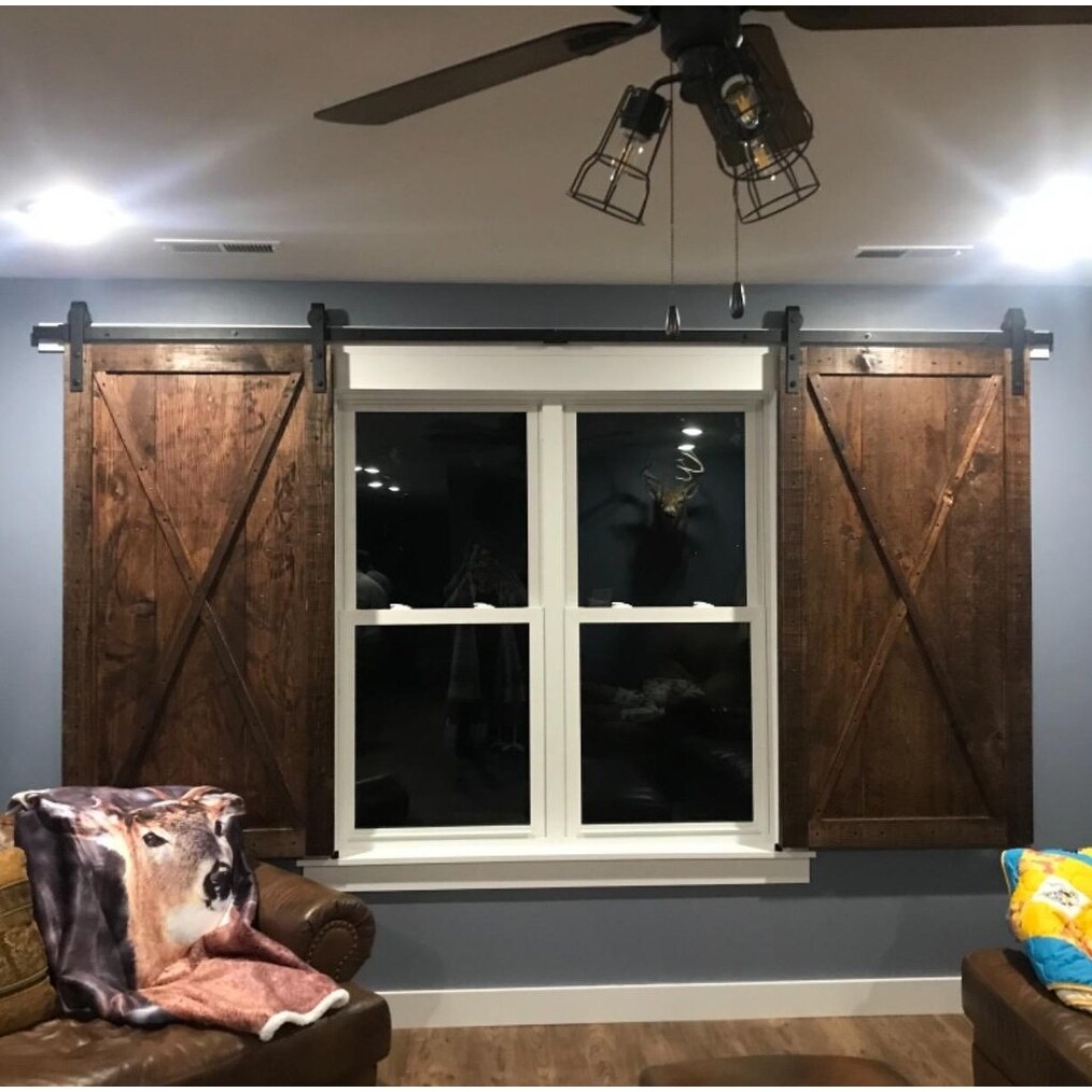 Zenova 8FT Barn Door Hardware Kit for Double Door(Aluminum Track ...