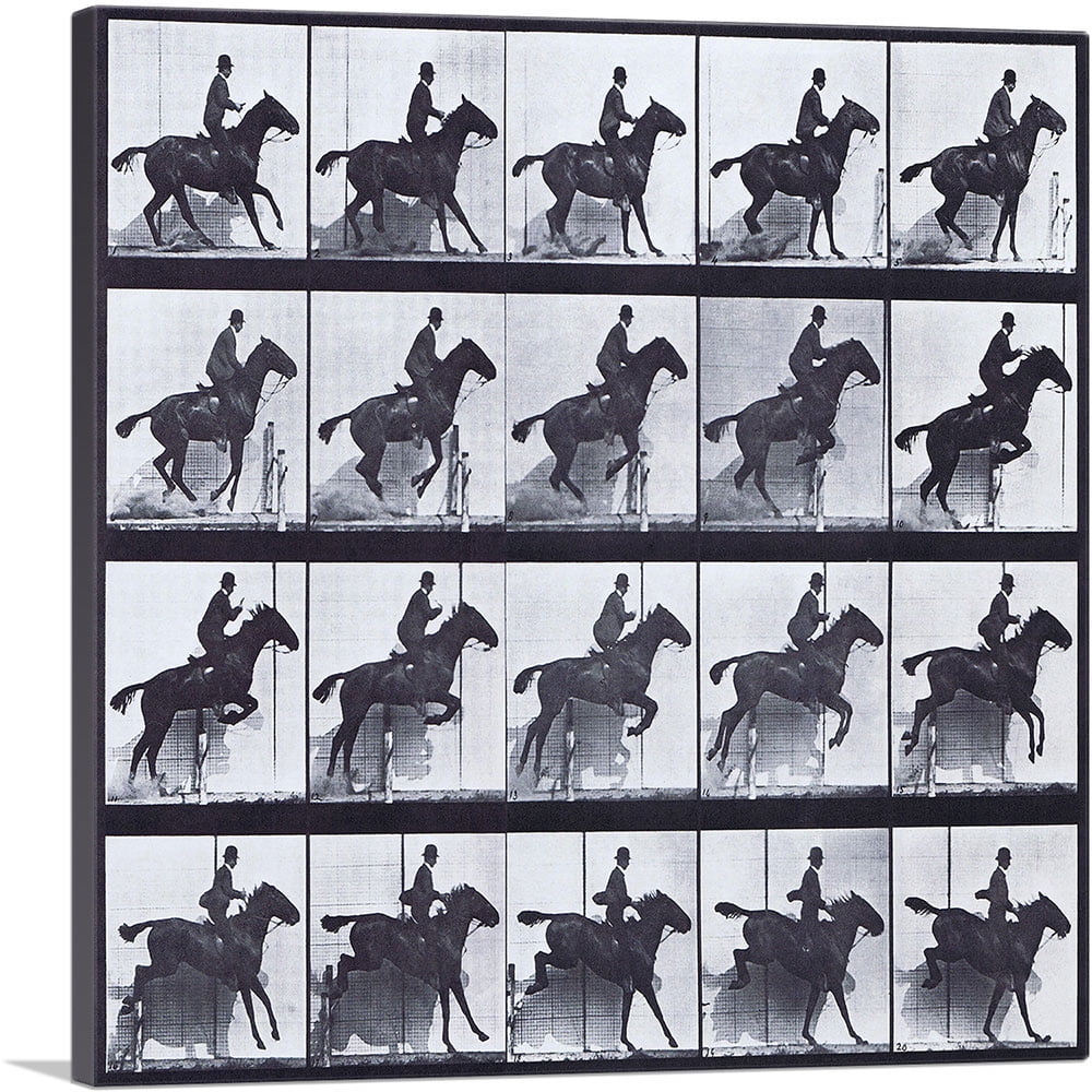 ARTCANVAS Horse Daisy Jumping Hurdle Saddled With Male Rider Canvas Art ...
