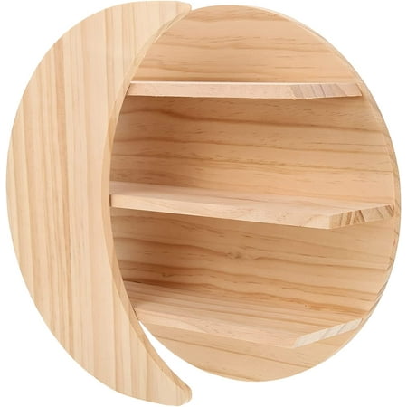 JOYWEI Moon Phase Shelf Wood Floating Shelves Crescent Moon Shelf Moon ...