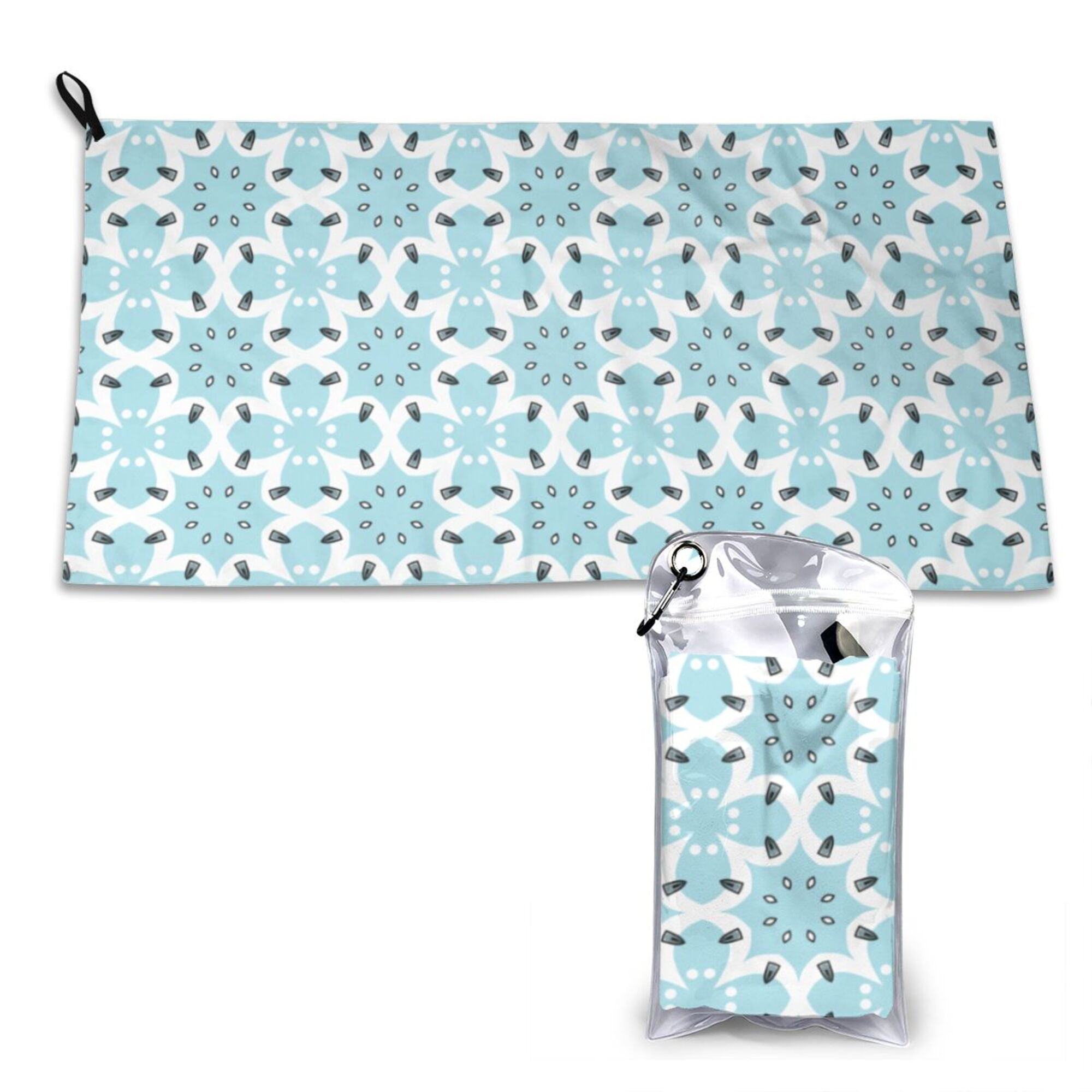 YFYANG Adult Microfiber Portable Travel Towel, Blue Floral Texture ...