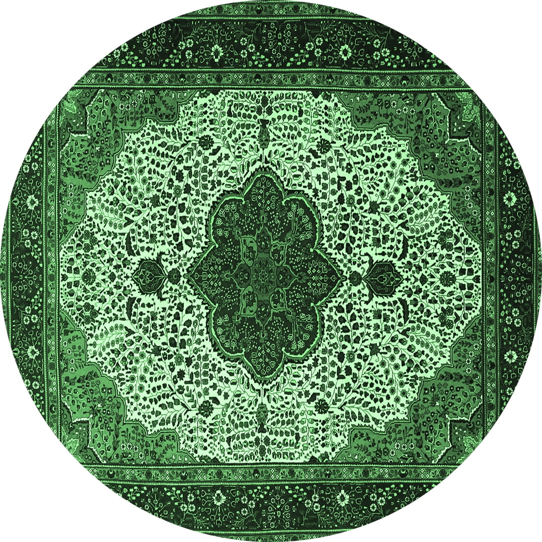 Ahgly Company Indoor Round Medallion Emerald Green Traditional Area ...