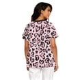 Binienty Pink Heart Leopard Print Scrub Shirt Short Sleeve Stretchy ...