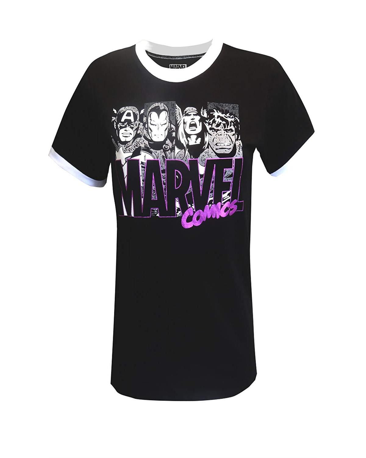 Marvel Womens Dorm Night Shirt Comic T-Shirts Adult Sleepwear, Black ...