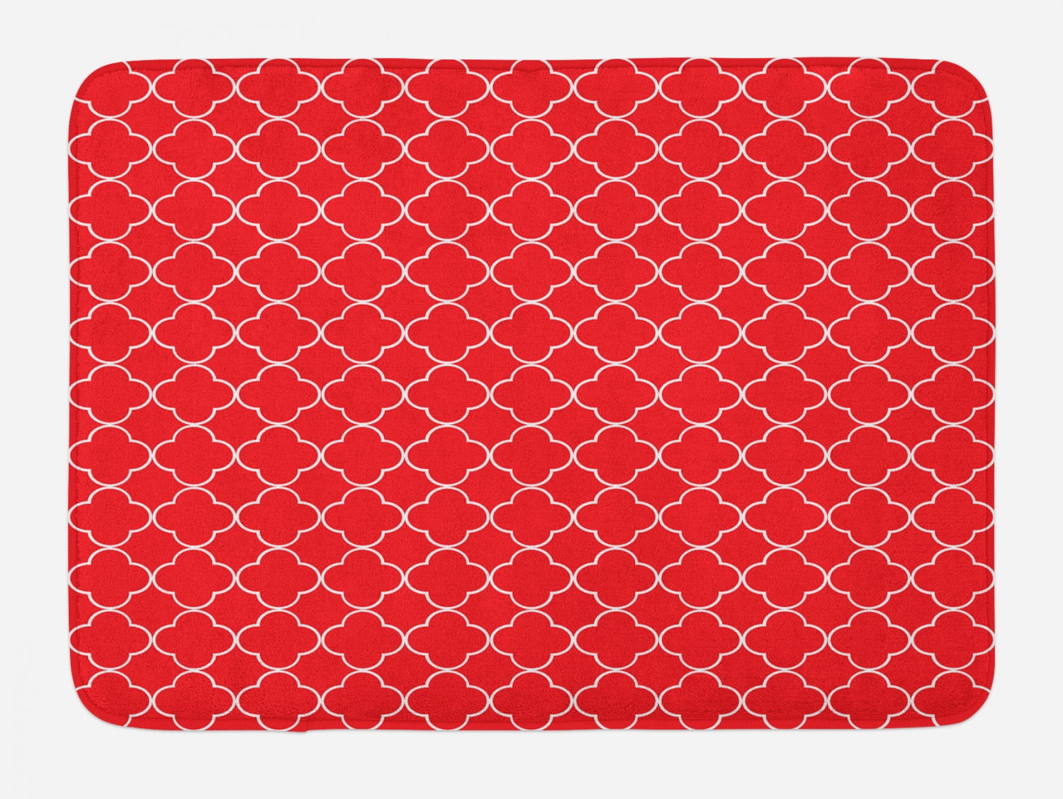 Quatrefoil Bath Mat, Arabesque Style Motifs Oriental Royal Floral Petal ...