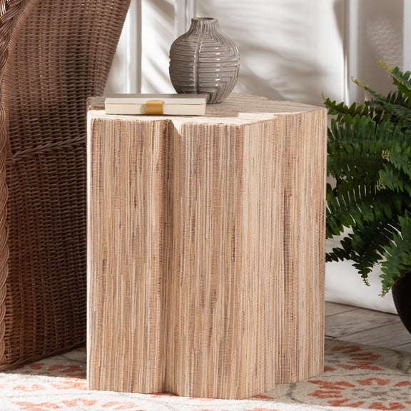 Bali & Pari Boho Style Palm Round Wood and Rattan End Table - Walmart.com
