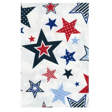 Patriotic Plaid PEVA Vinyl Tablecloth 4th of July Flannel Backed (52 x ...