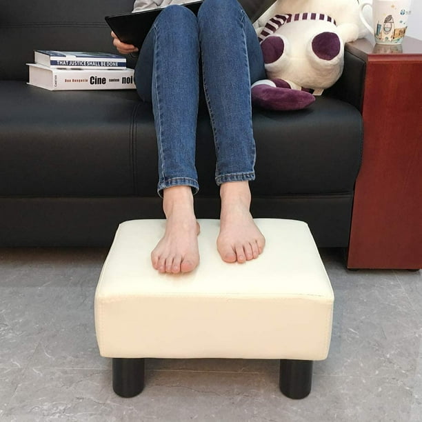 Modern Small Faux PU Leather Footstool Ottoman Footrest Stool Seat ...