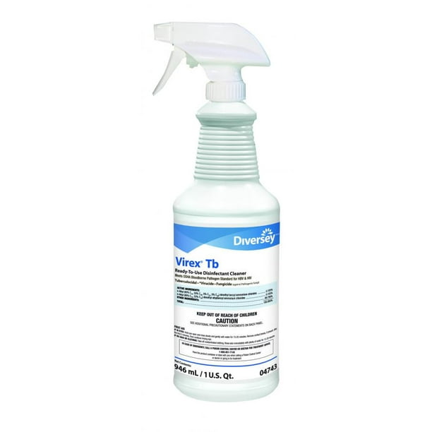 Diversey Virex Tb Surface Disinfectant Cleaner, 32 ounce Botle, Lemon ...