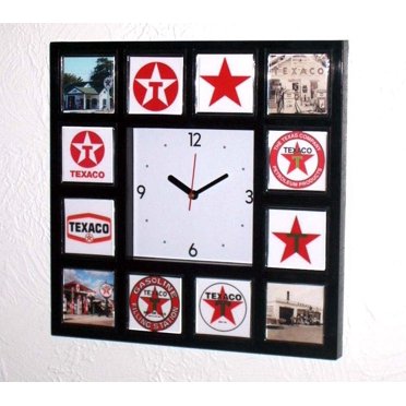 Vintage style TEXACO "T" Star Gas and OIL Round Clock (12" INCH) NEW ...