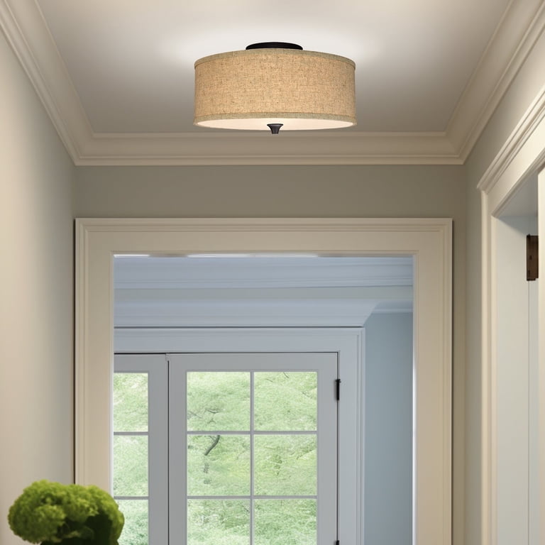 Halsted Brushed Bronze Semi Flush 15 Wide Ceiling Light | Shelly Lighting
