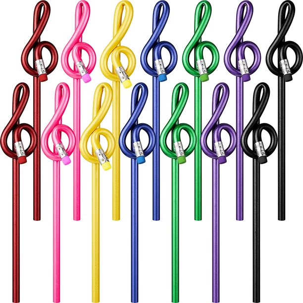 14 Pieces Valentine's Day Musical Note Pencils Assorted Colorful Music ...