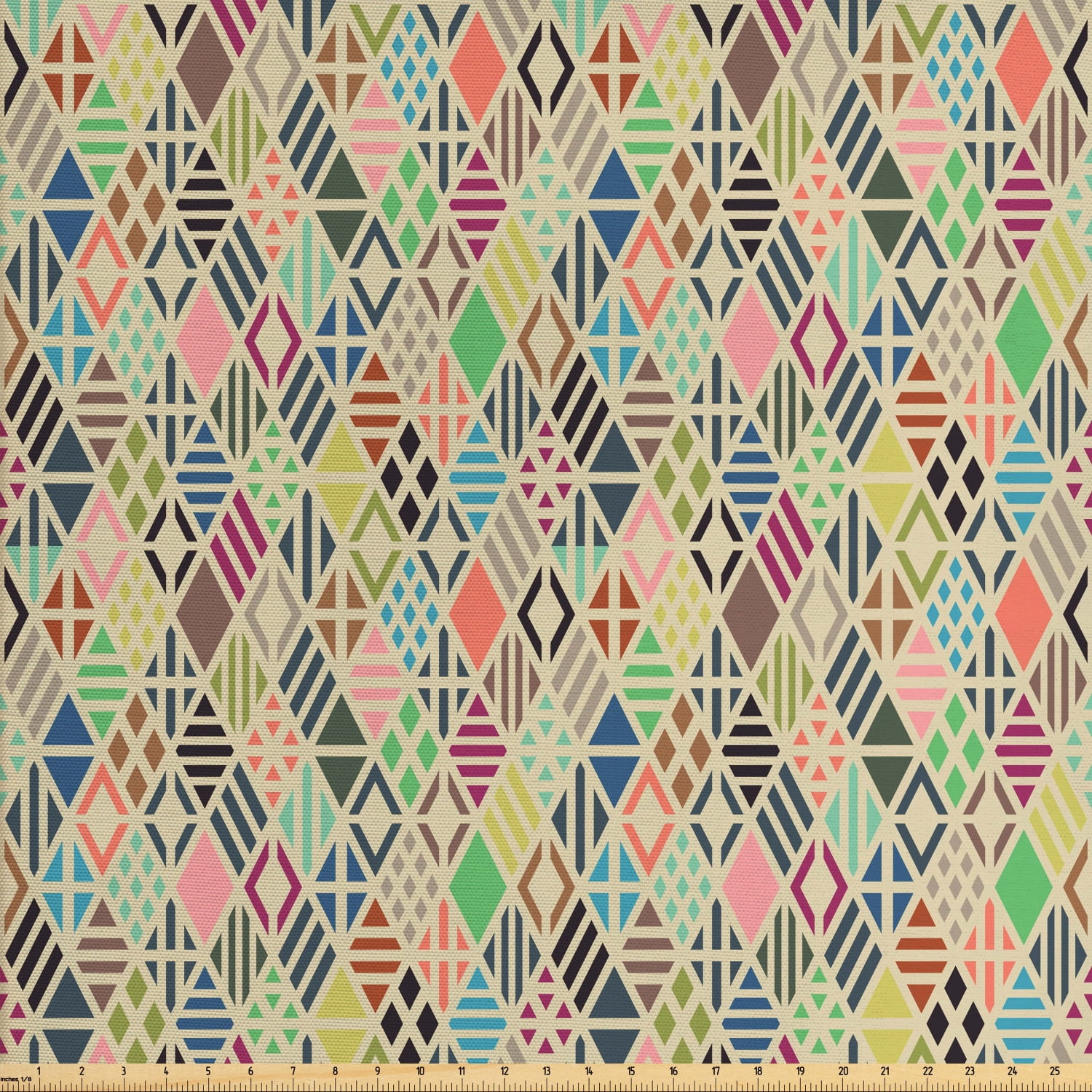 Geometric Upholstery Fabric by the Yard, Patchwork Art of Rhombus Shape ...