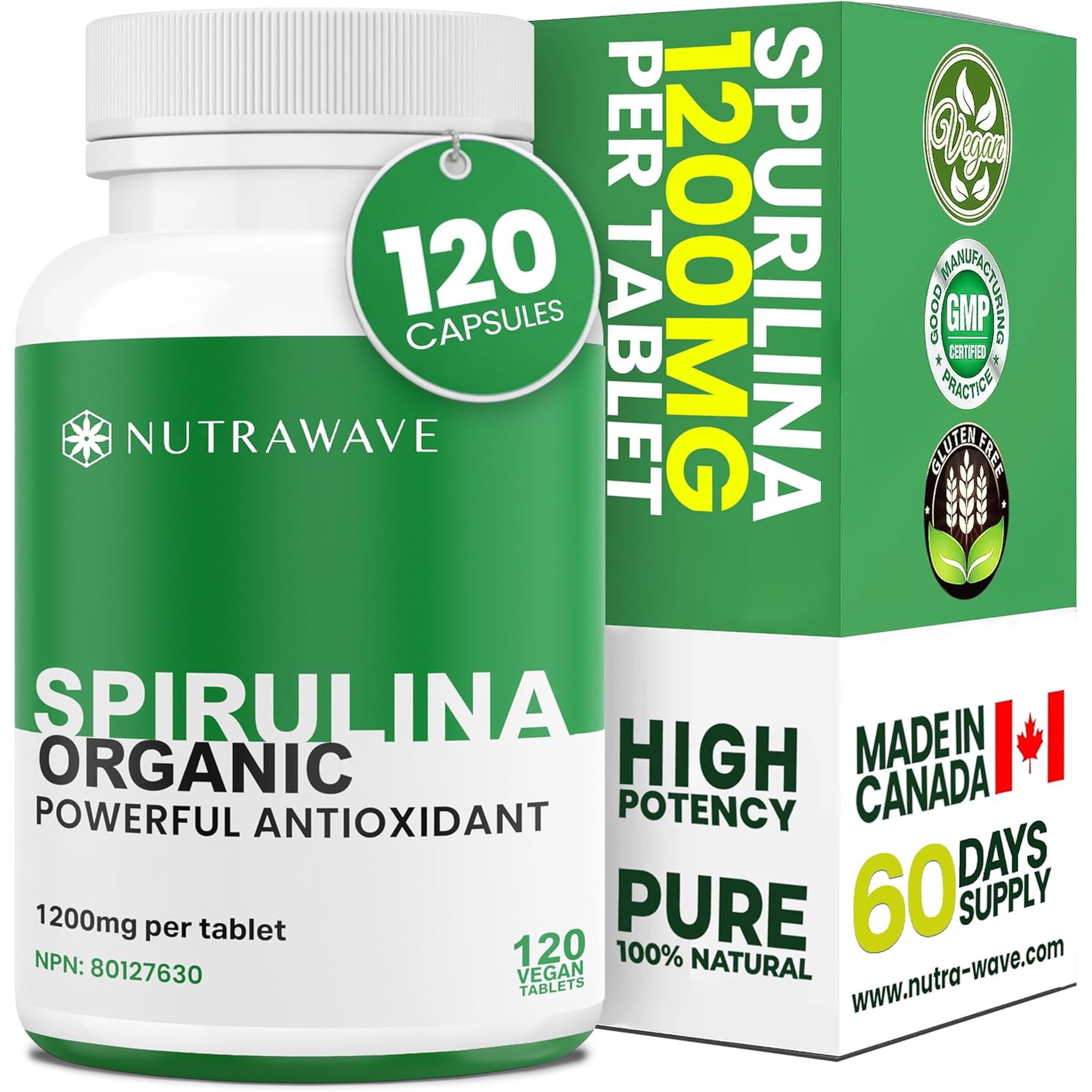 Click here for Nutrawave Spirulina 1200mg - Organic Blue-Green Al... prices