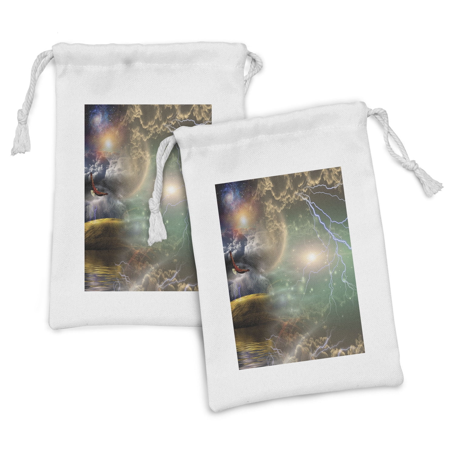 Fantasy Fabric Pouch Set of 2, Different Sky Celestial Events with an ...