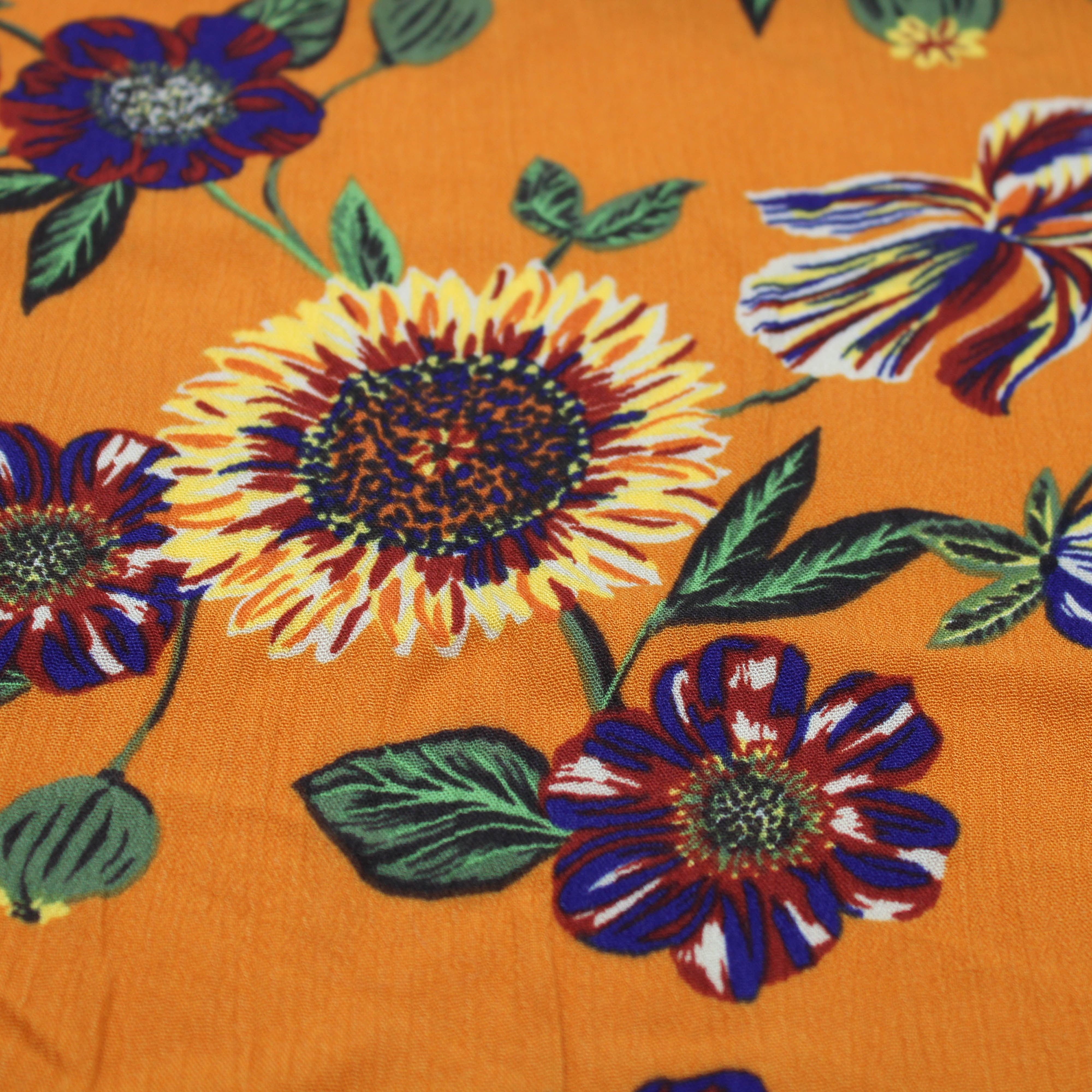 Golden Ocher Grape Floral Design Printed Rayon Crepon Fabric, DIY ...