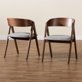 Baxton Studio Danton Dining Chair, Set of 2, Walnut Brown/Grey - Walmart.com