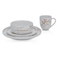 Stone Lain 32 Pieces Porcelain Gold Splash White Round Dinnerware set ...