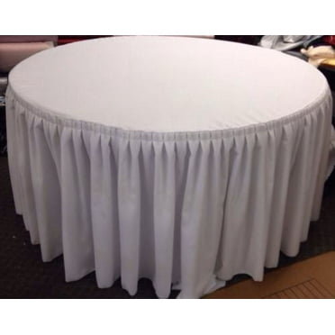 8' Fitted Polyester Double Pleated Table Skirting Cover w/Top Topper 21 ...