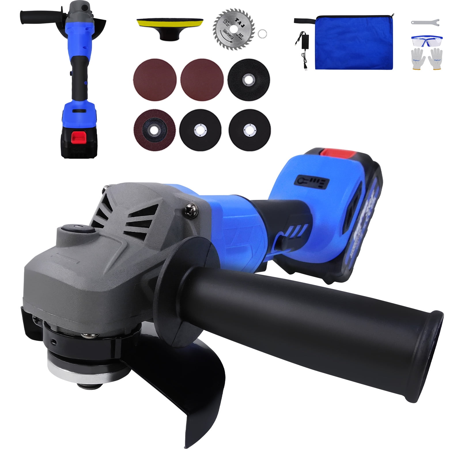 Portable Cordless Angle Grinder 4.5 Inch Grinder Kit, 3000mAh Battery ...
