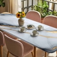 Abstract Fitted Rectangle Tablecloth 32" x 96" Grey White Marble ...