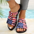 CIENVNSTG USA Flag Print Independence Day Theme Open Toe Slip On Slide ...
