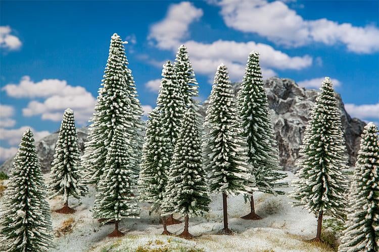 Faller Model Railroad/Train Layout Scenery Snow-Covered Fir Trees 4 to ...
