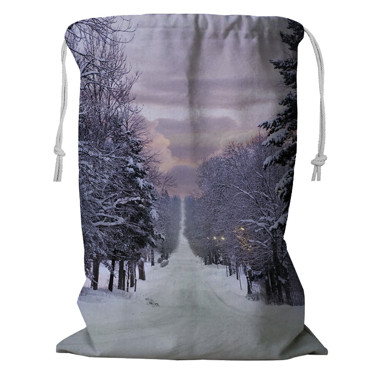 ECZJNT Long narrow road over a hill in purple evening winter light ...