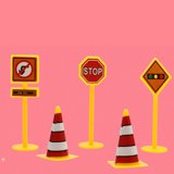 OUNONA Creative Assorted Color Plastic Cake Toppers with Road Sign ...