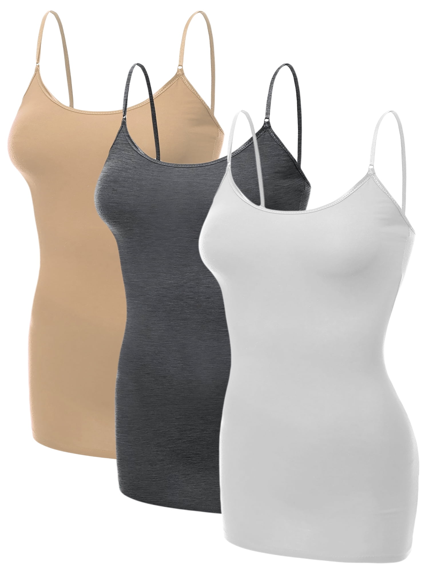 Emmalise Women's Basic Casual Long Camisole Adjustable Strap Cami ...