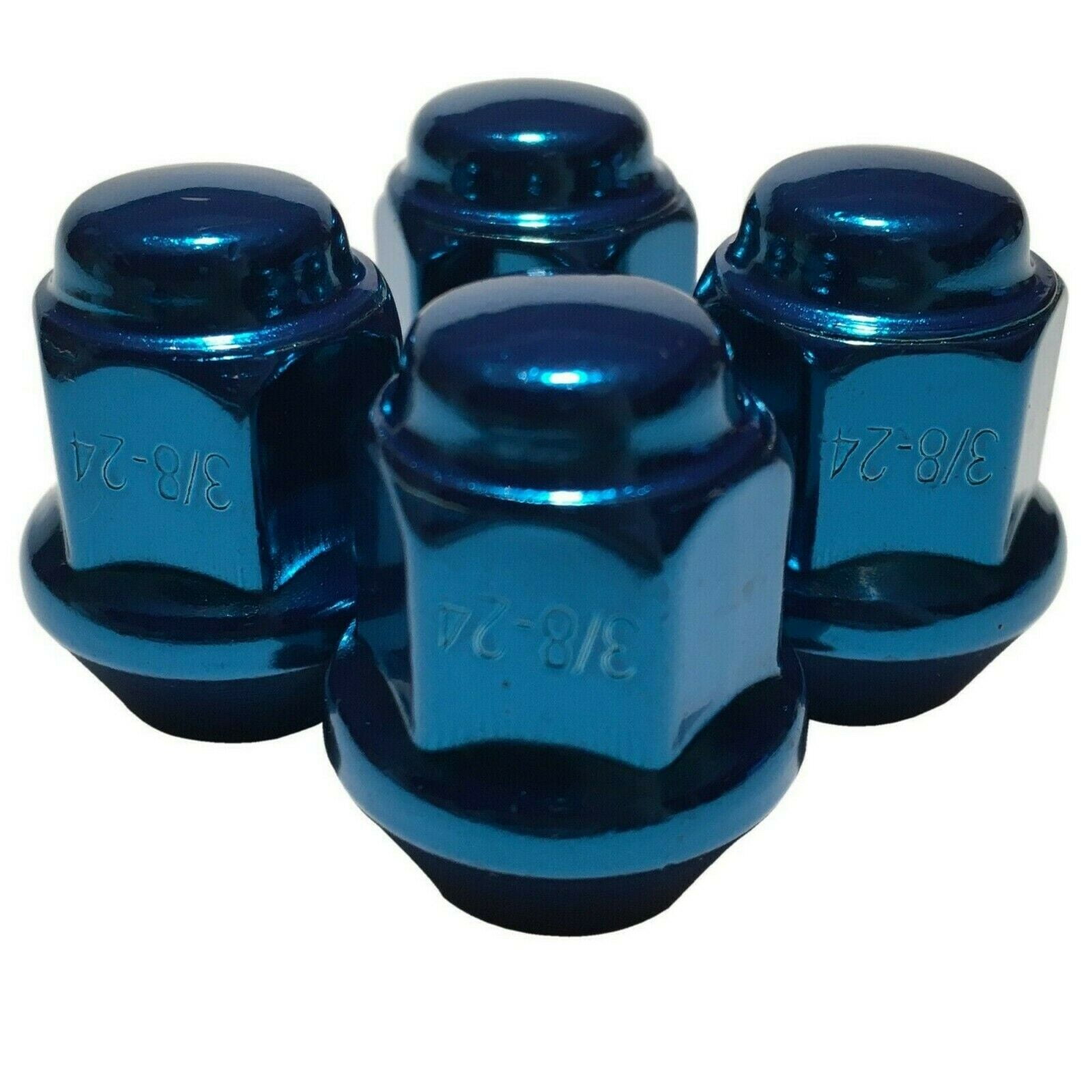 4 Blue Tapered Base 3/8" Lug Nut 17mm Hex ATV UTV KTM Polaris ITP ...