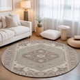Ethnic Art Boho 4FT Round Area Rugs Abstract Geometric Brown Flower ...