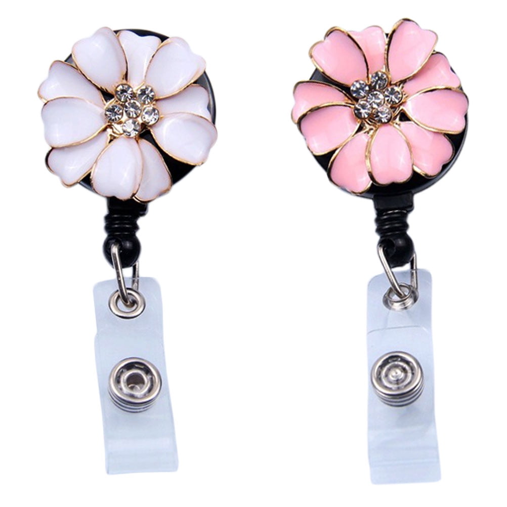 2pcs Badge ID Cards Holders Delicate Flower Shape Badge Clips Name Tags ...