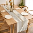 Beige Concentric Squares Cotton Linen Table Runner Modern Abstract ...