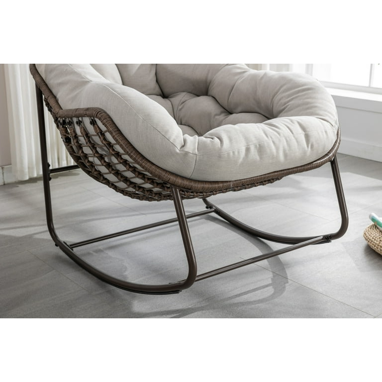 Rattan wicker swivel rocking round papasan chair with cushion store
