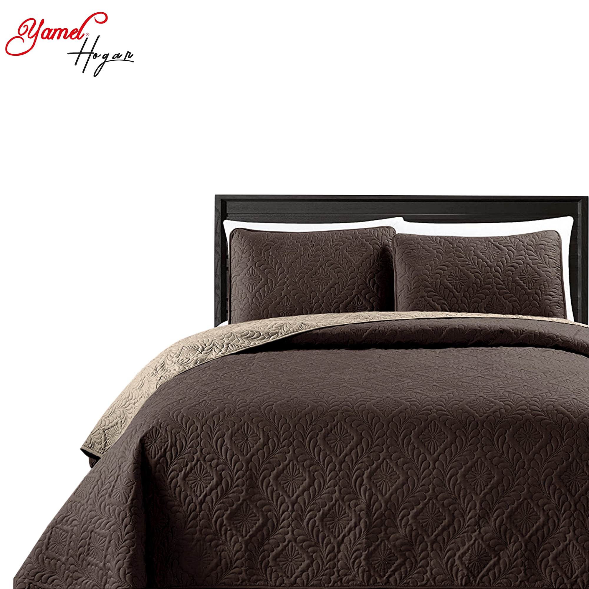 Colcha King Size Doble Vista Paris Café-Beige | Bodega Aurrera en línea
