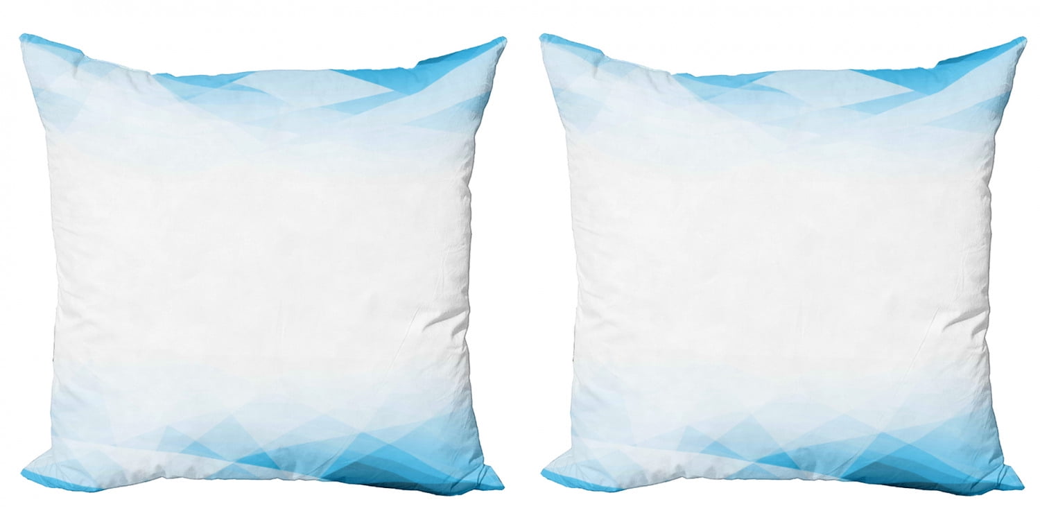 Blue Throw Pillow Cushion Cover Pack of 2, Techno Geometric Blue Tones ...