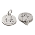 304 Stainless Steel Charms with Jump Ring Flat Round Charm Laser Cut ...