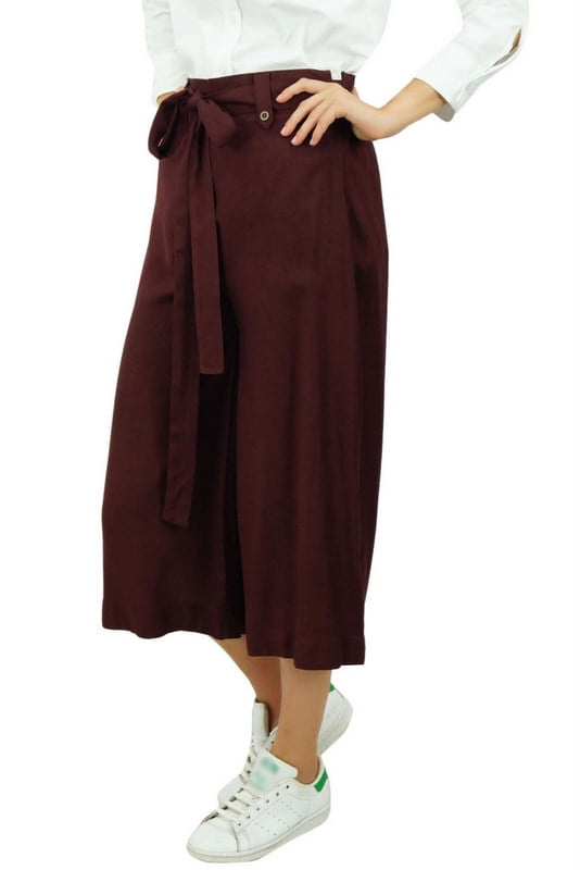 Bimba Women's Rayon Capri Wide Leg Culottes with Back Elastic Casual ...