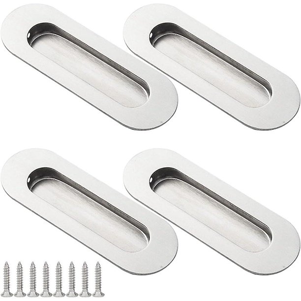 4 Pieces Sliding Door Handles Oval Recessed Handle Shell Handle ...