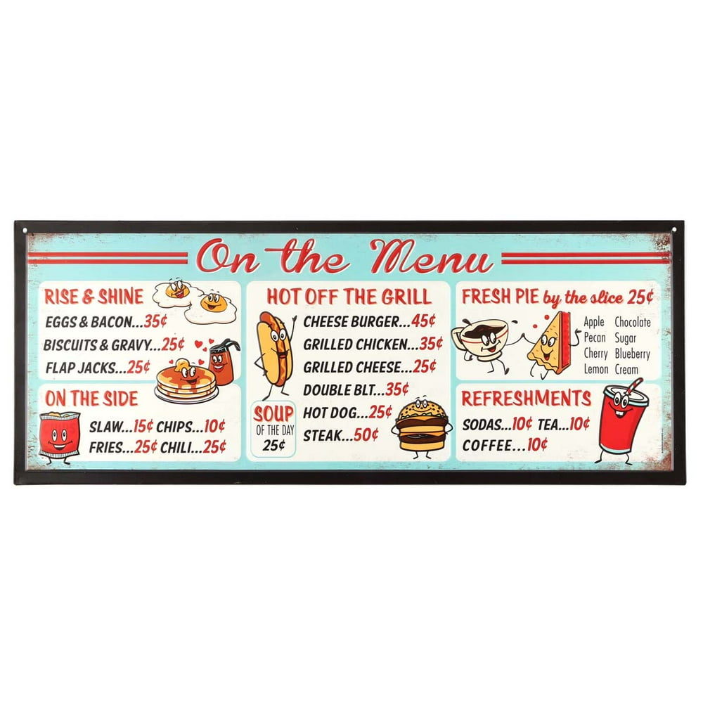 Menu Board Embossed Metal Sign - Walmart.com - Walmart.com