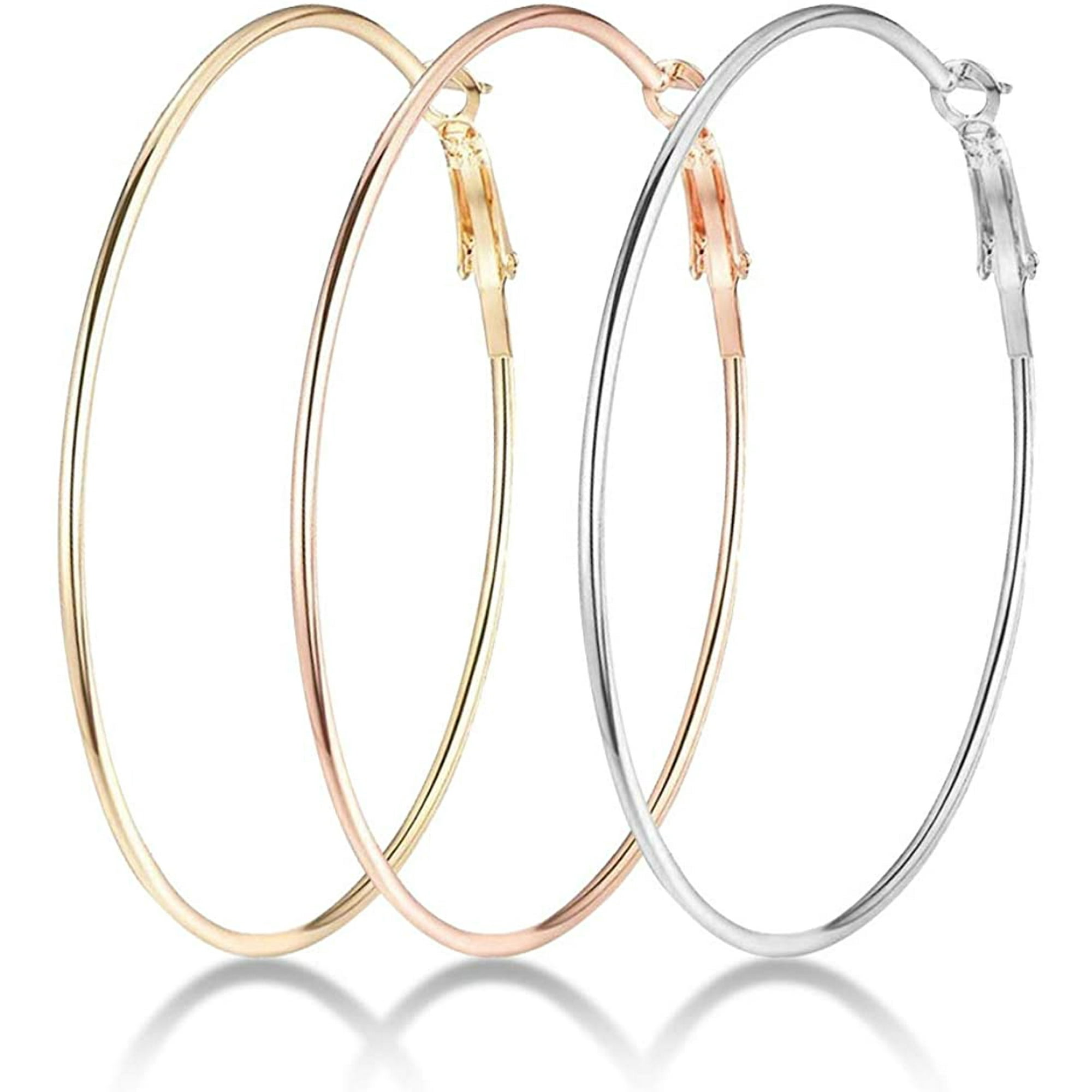 Click here for Leining 3 Pairs Big Hoop Earrings  Stainless Steel... prices