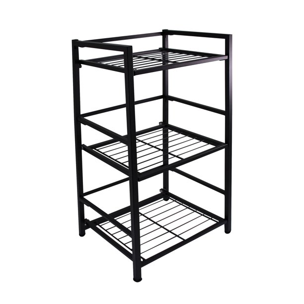 FlipShelf-Folding Metal Shelf-No Assembly-Bookcase-Style (3 shelves ...