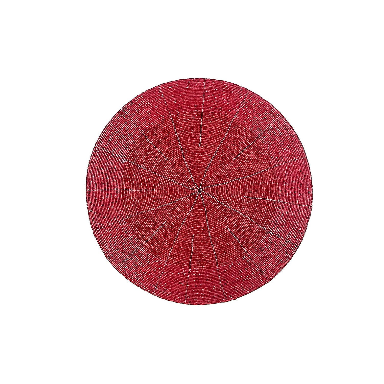 Click here for Ih Casadécor Christmas Beaded Round Placemat Red -... prices