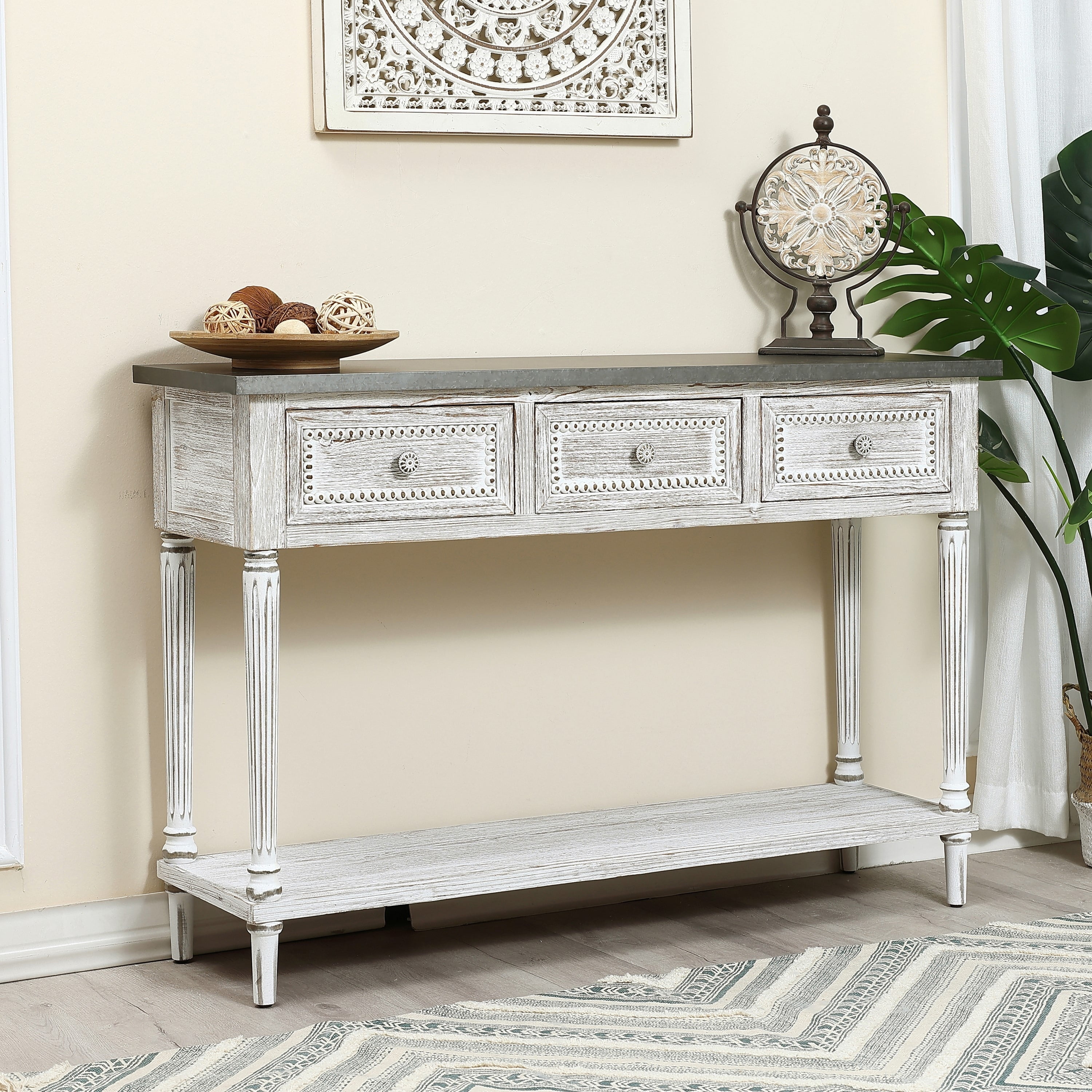 Distressed wood console table store