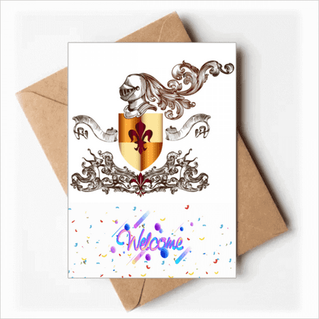 medieval knights of eu armor emblem Welcome Back Greeting Cards ...