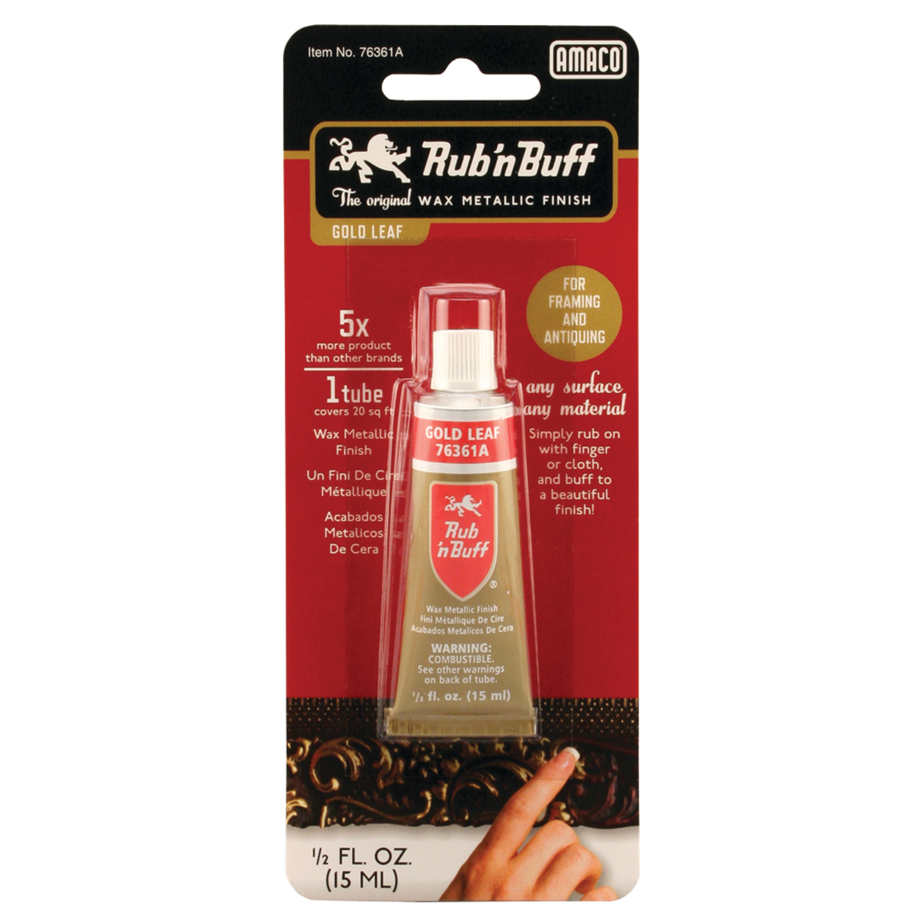Amaco Rub 'n Buff Metallic Finishes Gold Leaf 1/2 oz. Tube - Walmart.com