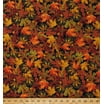 Cotton Autumn Leaves Foliage Thanksgiving Fall Harvest Falling Leaves Brown Cotton Fabric Print ...